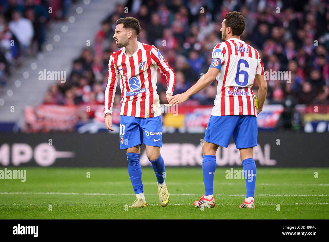 Atletico de Madrid's Alex Baena (L) and Koke Resurreccion during La ...