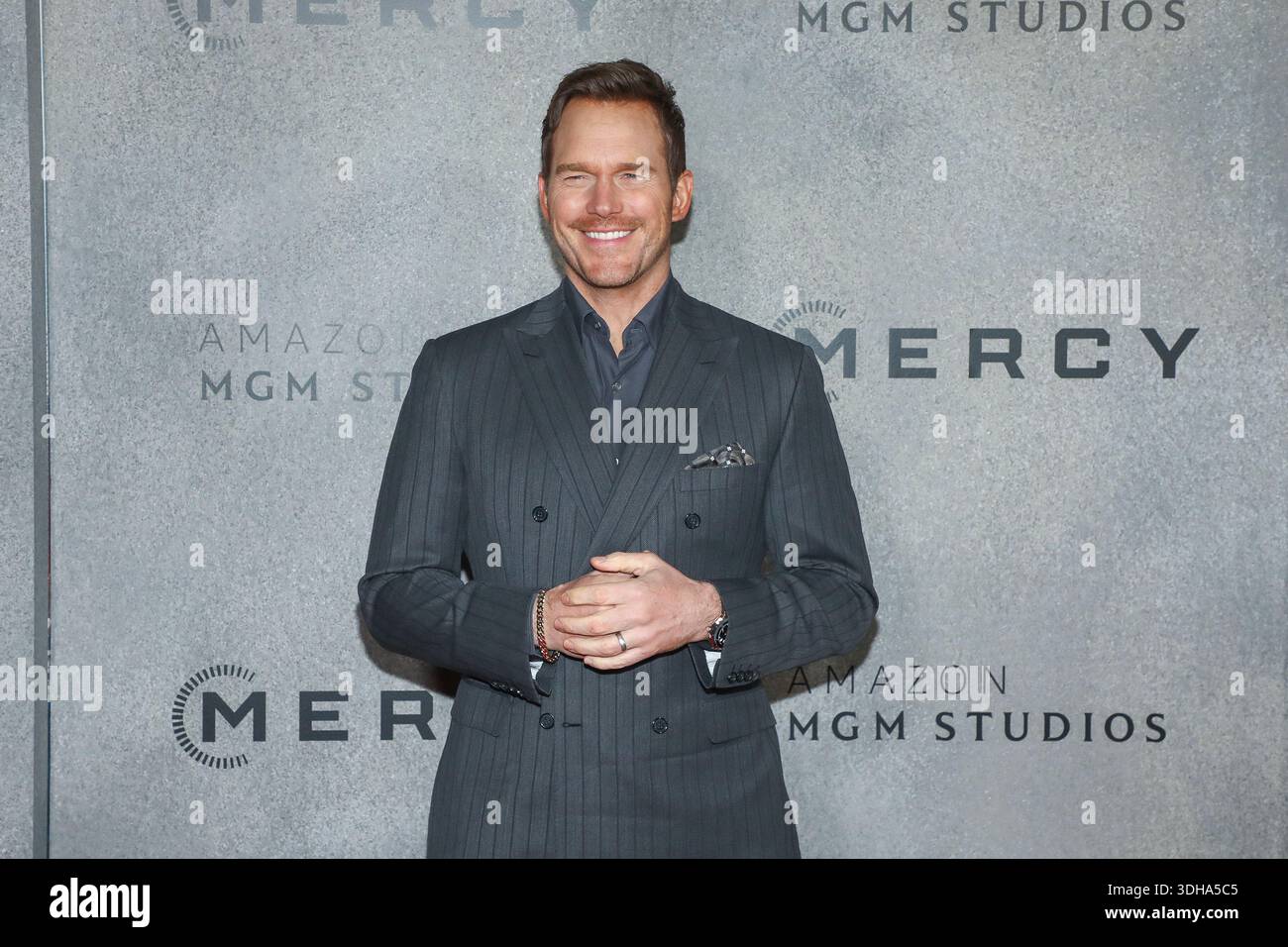 Actor Chris Pratt attends the premiere of "Mercy" at AMC Lincoln Square ...