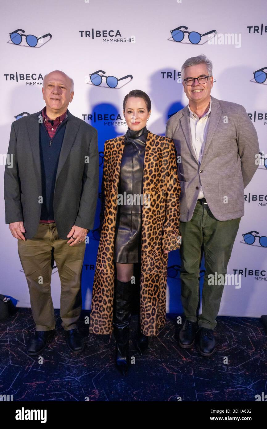 NEW YORK, NEW YORK - JANUARY 20: (L-R) Howard Cohen, Claire Foy, and ...