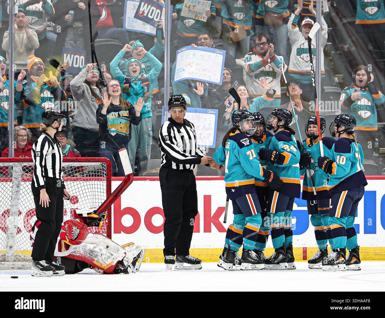 January 20, 2026; Newark, New Jersey, USA; Fans celebrate a New York ...