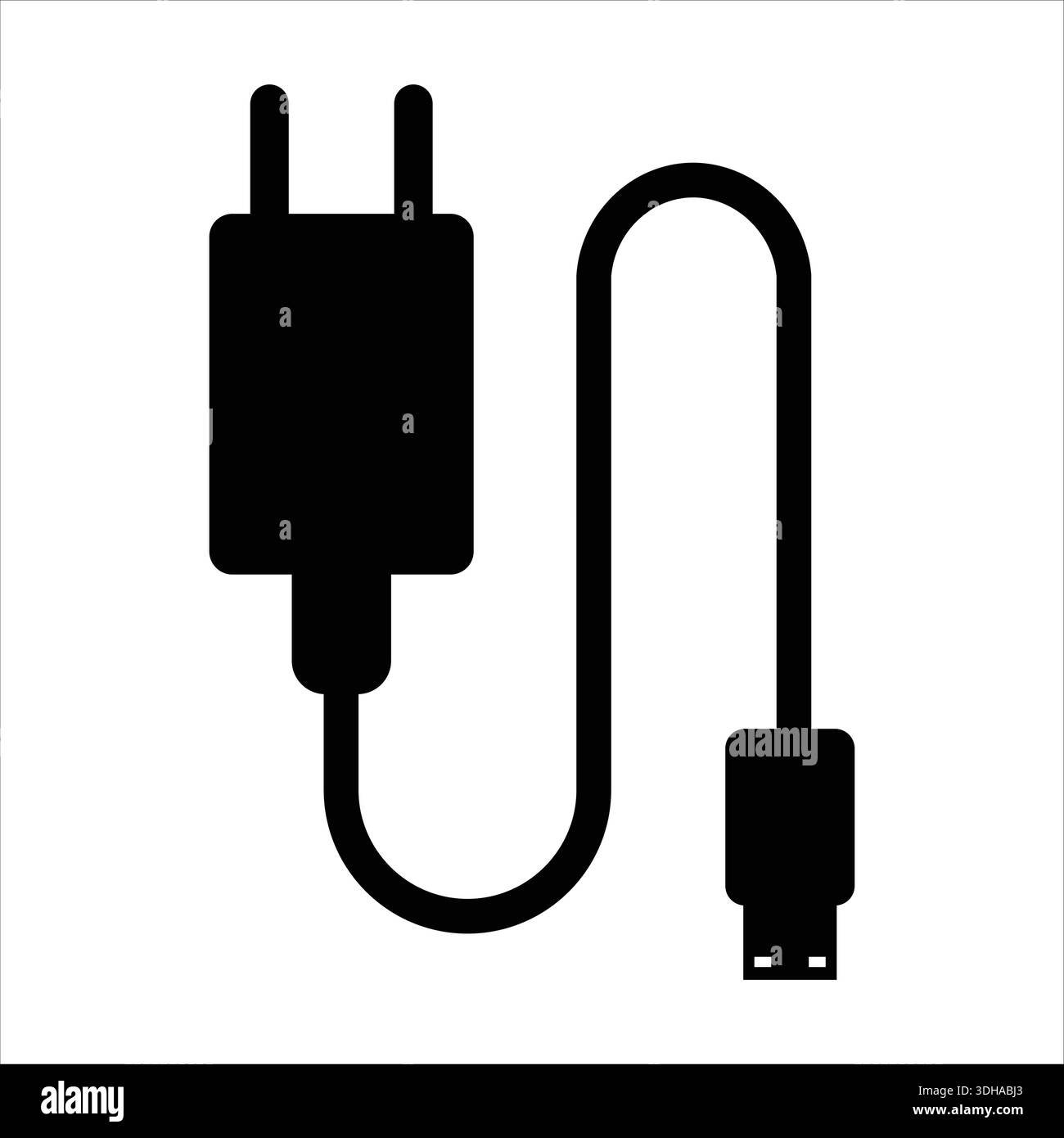 Phone charger icon silhouette isolated on white background Stock Vector ...