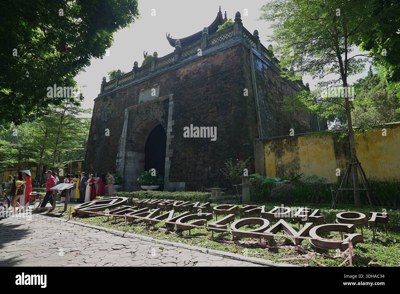 Built on older foundations, the North Gate, a historical brick archway ...