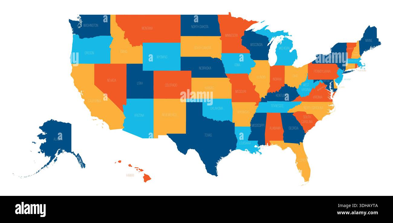 This is a detailed map of the United States. It displays all the states ...