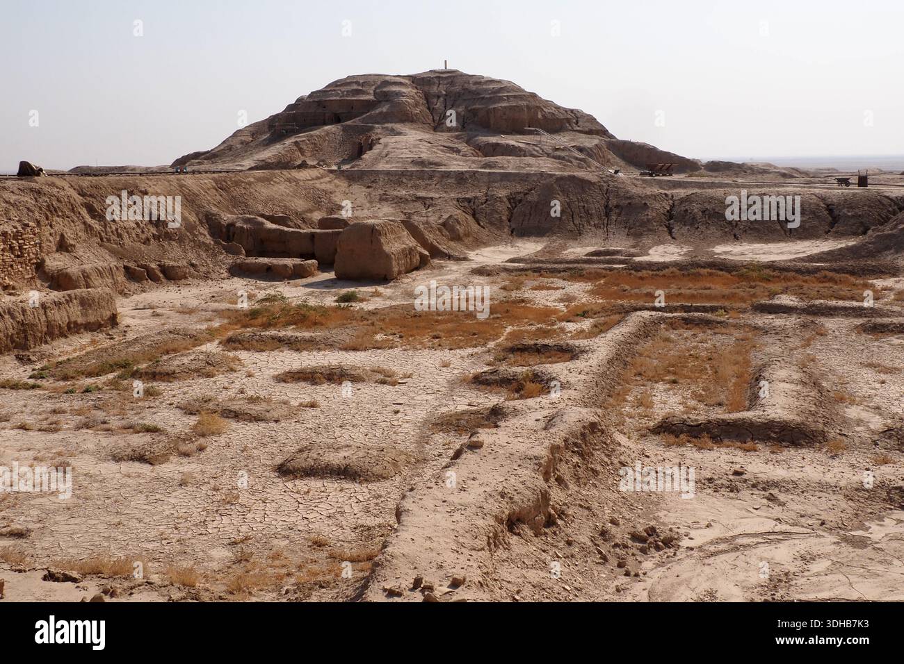 Ruins of Uruk archaeological site, Iraq, showing remains of ancient ...
