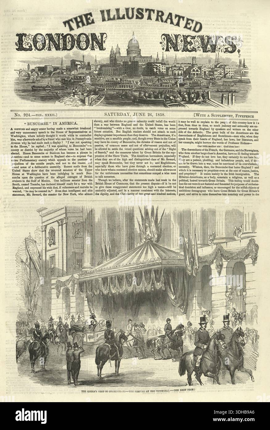 Queen Victoria's visit to Birmingham, Arrival at the Townhall ...