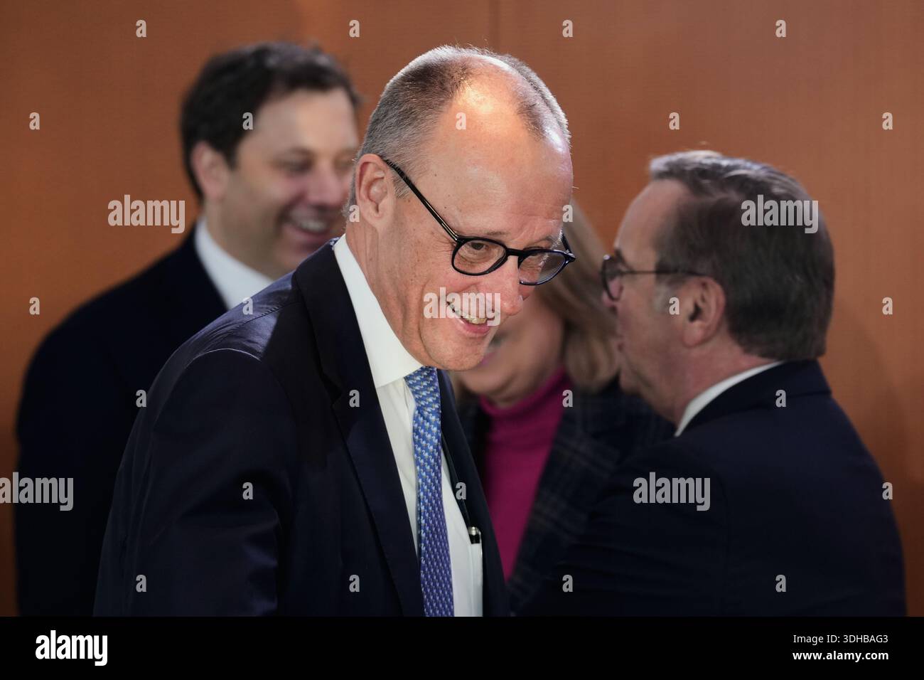 German Chancellor Friedrich Merz attends the cabinet meeting at the ...
