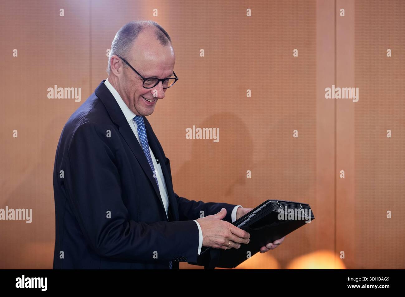 German Chancellor Friedrich Merz attends the cabinet meeting at the ...