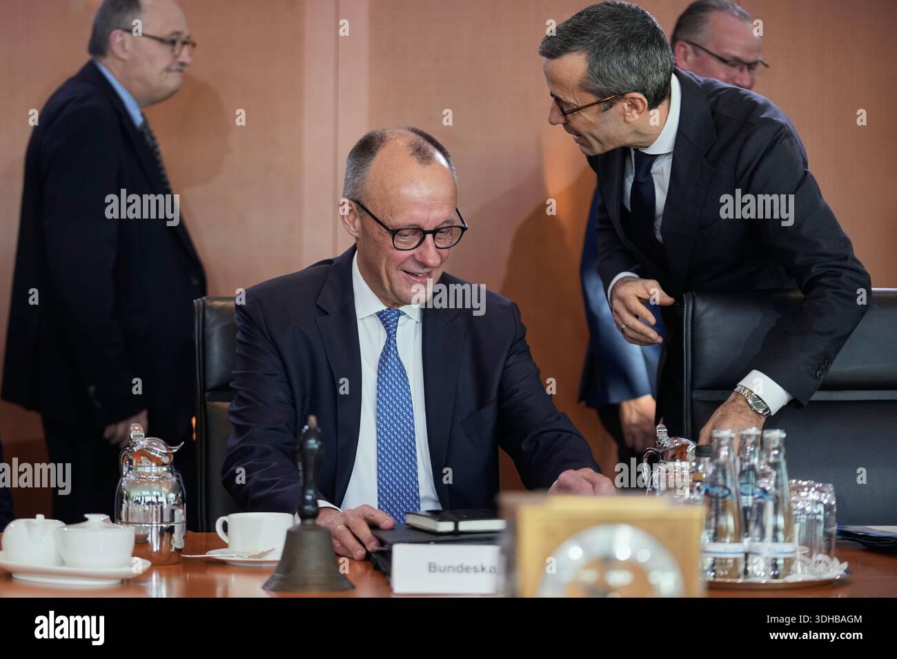 German Chancellor Friedrich Merz attends the cabinet meeting at the ...