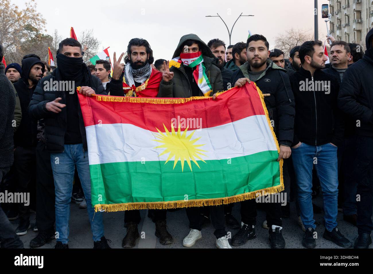 Sulaymaniyah, Iraq. 20th Jan, 2026. Solidarity with Rojava. Protesters ...
