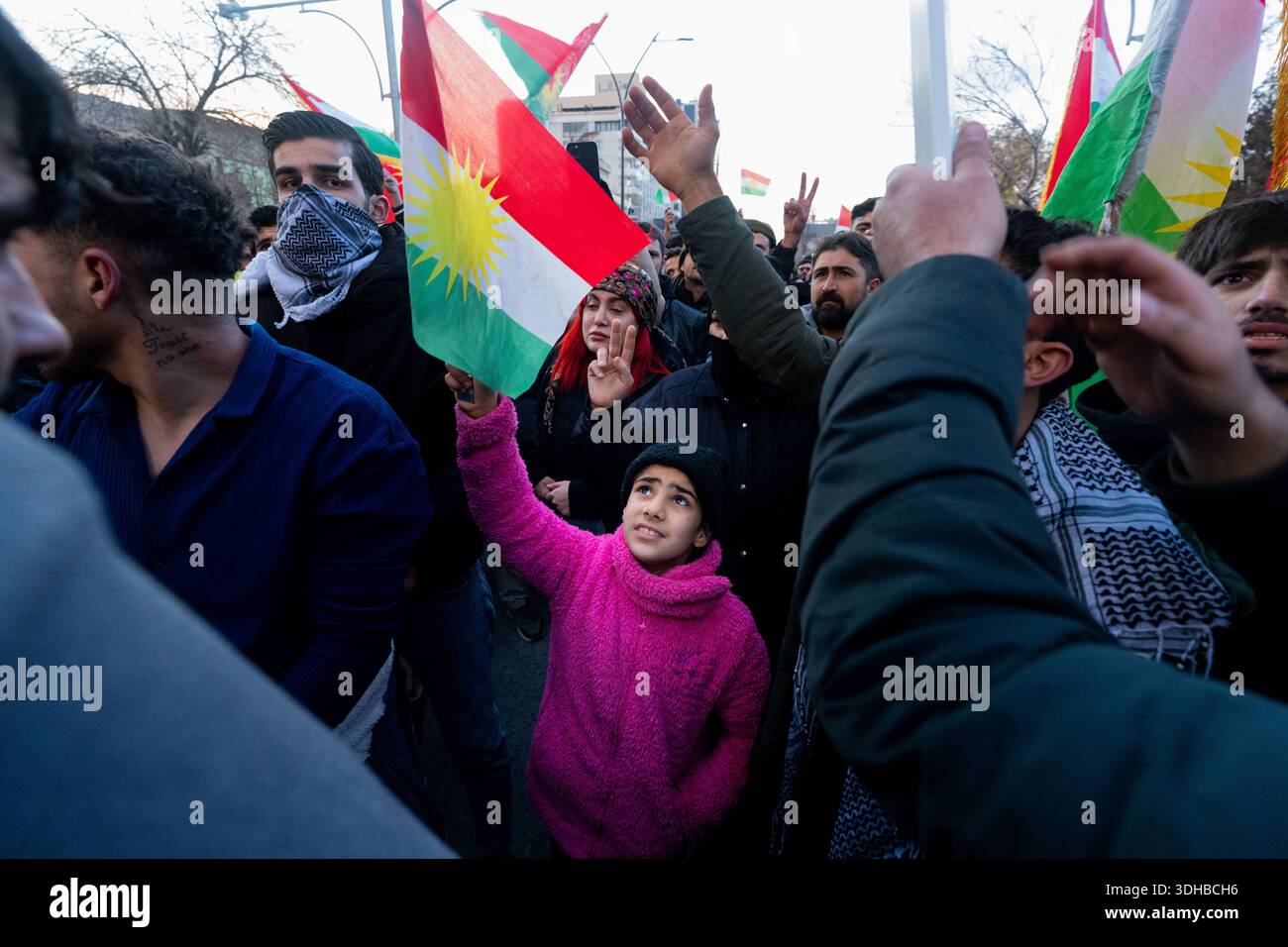 Sulaymaniyah, Iraq. 20th Jan, 2026. Solidarity with Rojava. Protesters ...