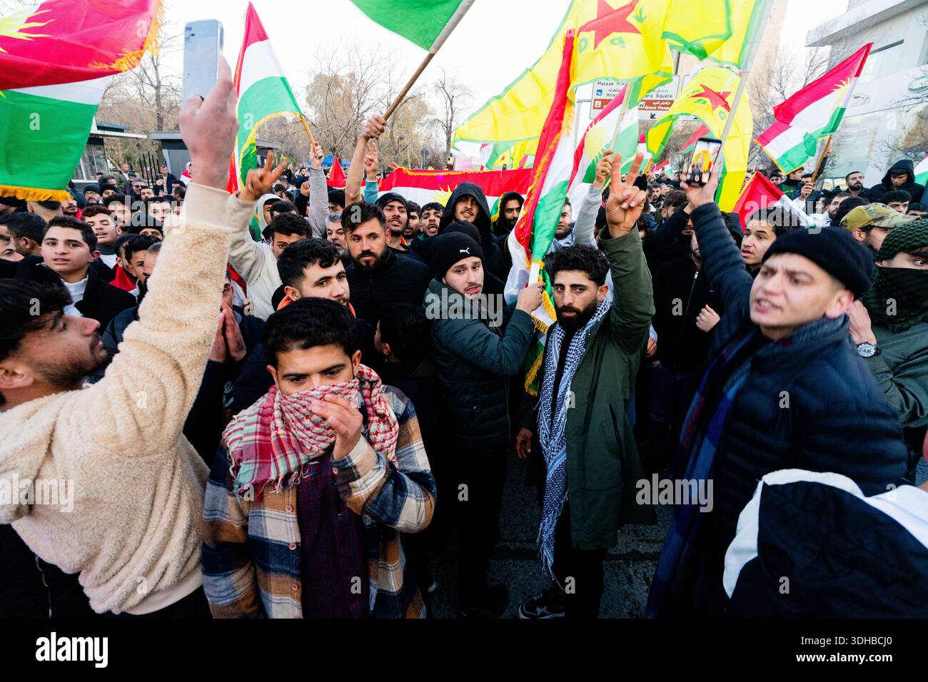 Sulaymaniyah, Iraq. 20th Jan, 2026. Solidarity with Rojava. Protesters ...