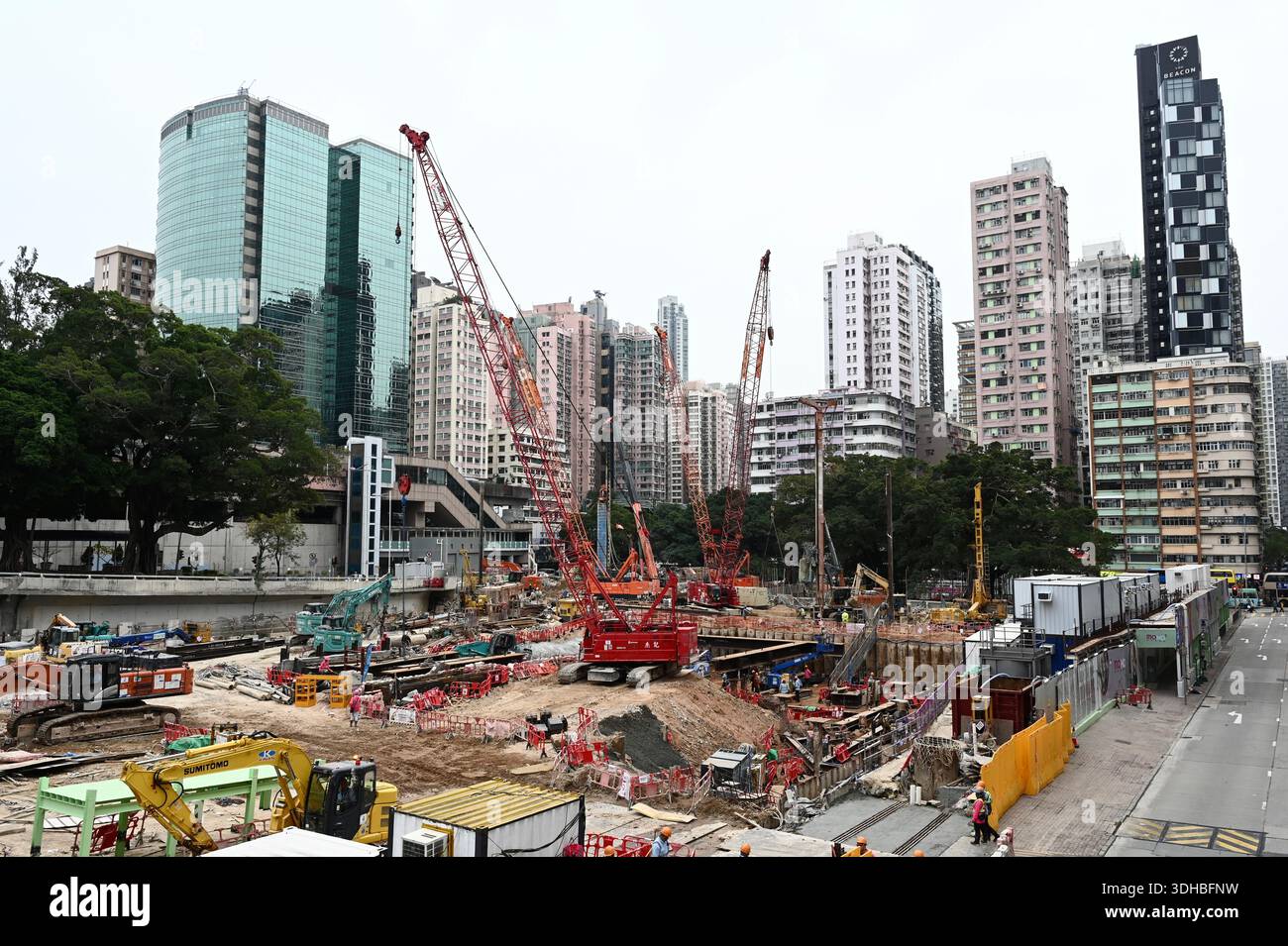 A general view showing a construction site at Mong Kok on January 21 ...
