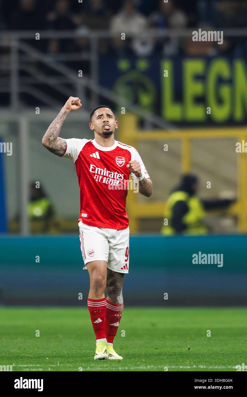 Gabriel Jesus of Arsenal FC celebrates after scoring a goal during the ...