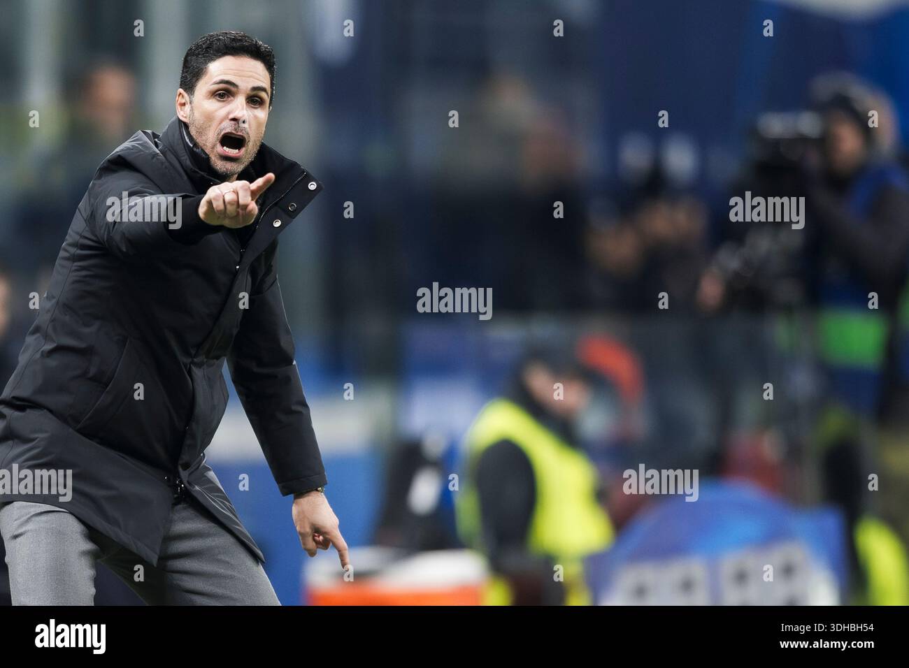 Mikel Arteta, head coach of Arsenal FC, gestures during the UEFA ...