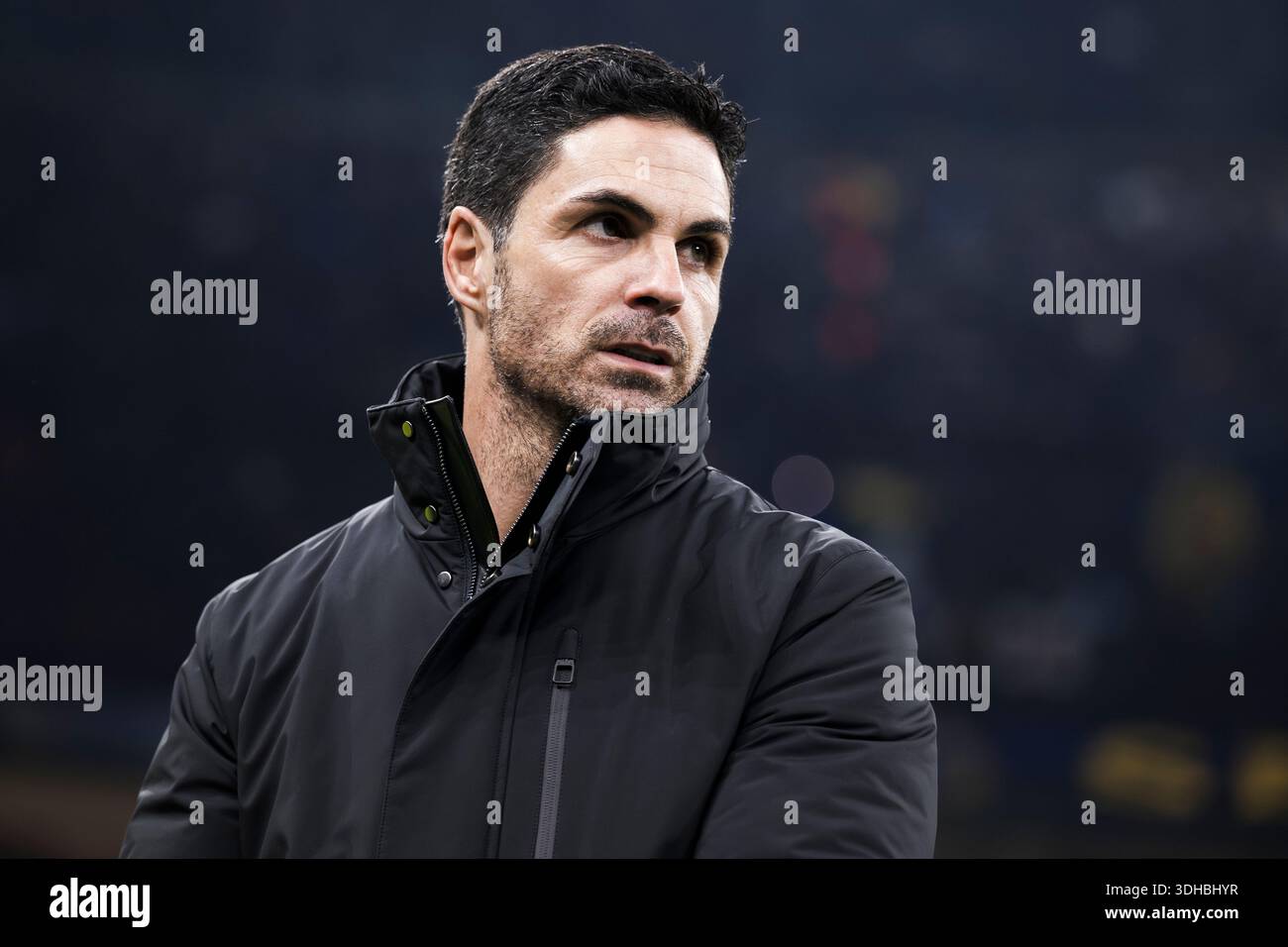 Mikel Arteta, head coach of Arsenal FC, looks on prior to the UEFA ...