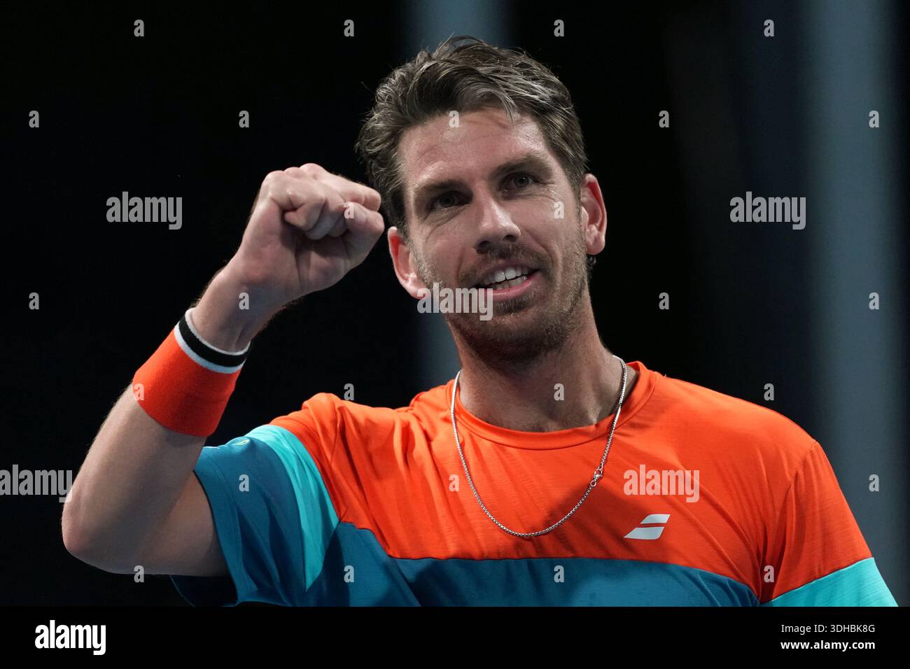 Cameron Norrie of Britain reacts after defeating Emilio Nava of the U.S ...