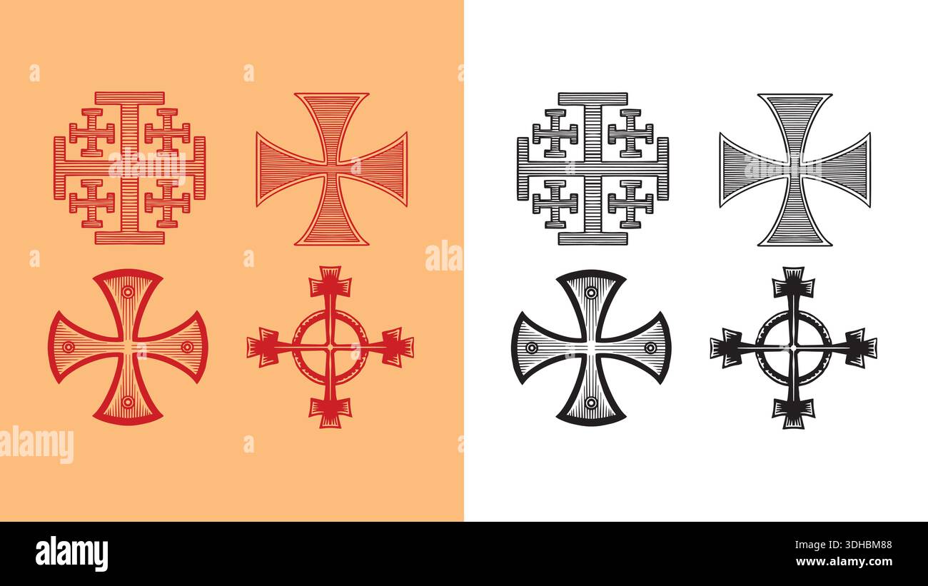 Big collection of Christian religious crosses. Set of orthodox ...