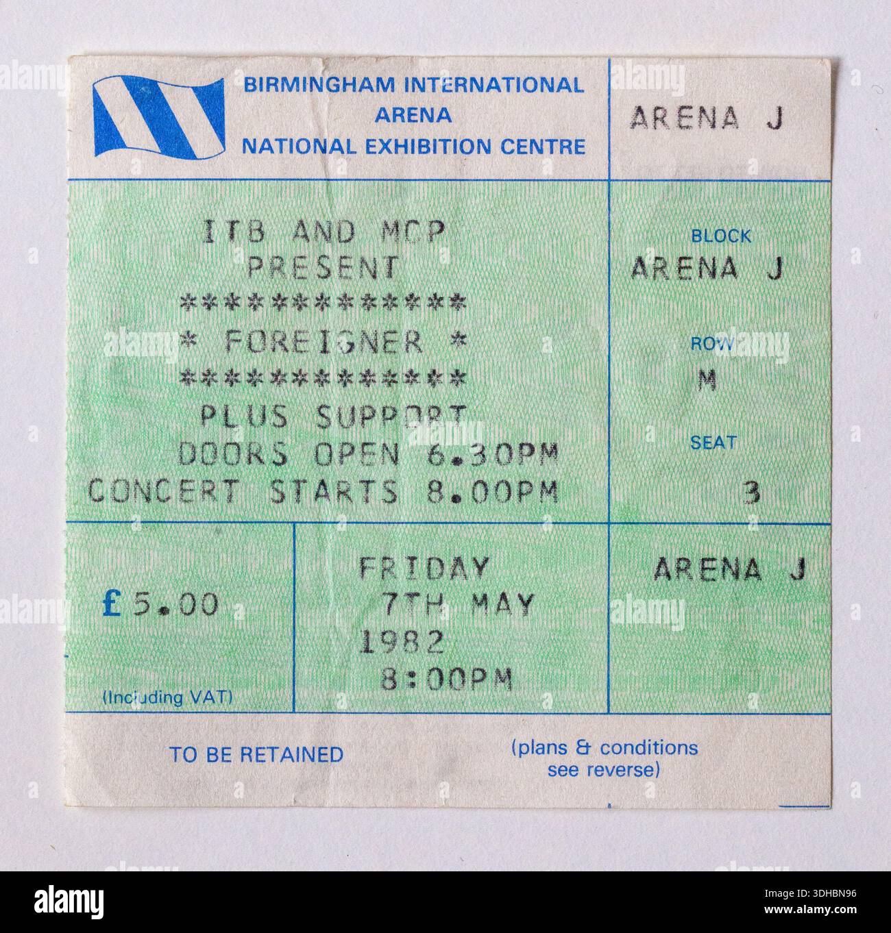 Vintage 1980s concert ticket for the pop group FOREIGNER at the ...