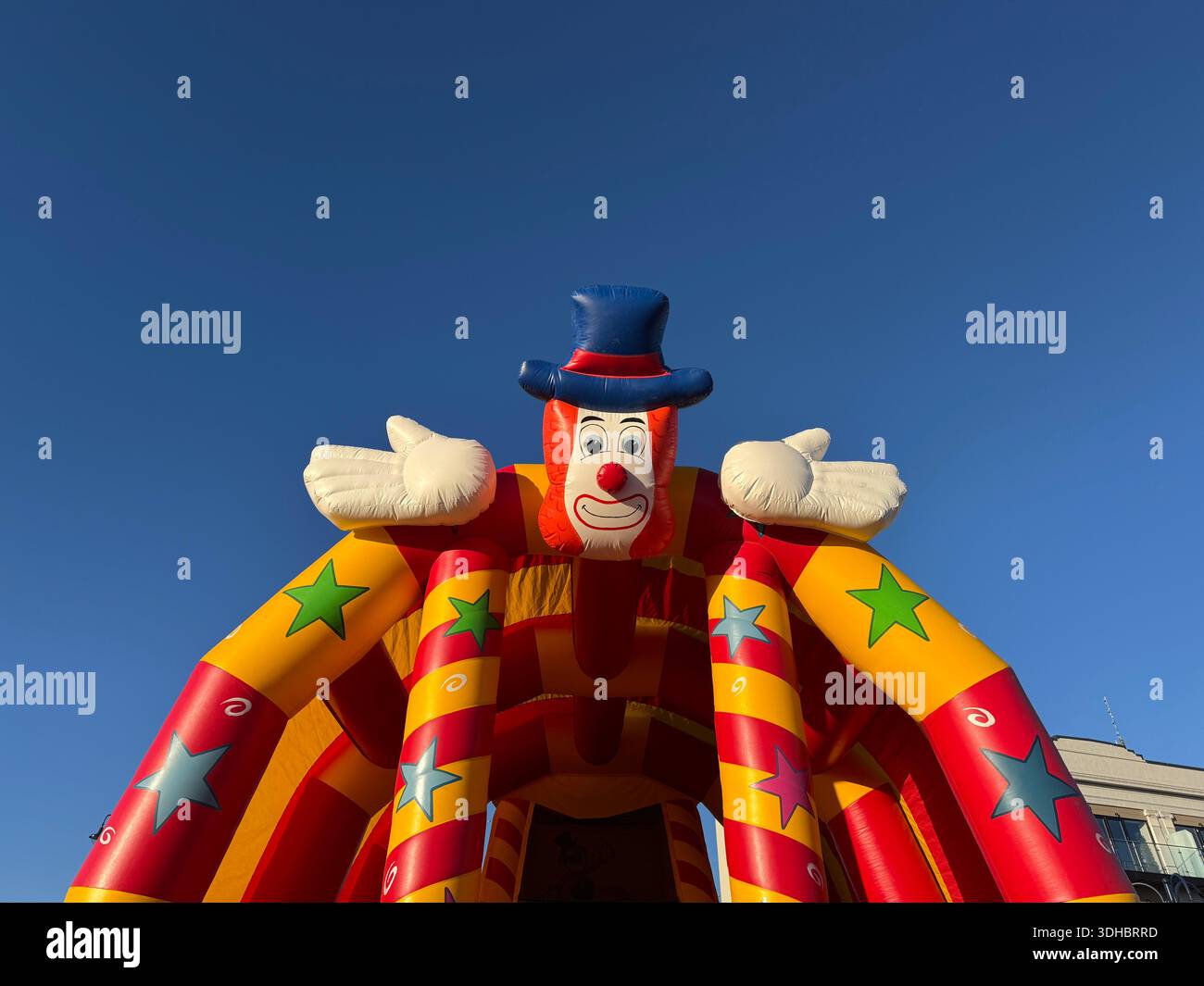 Brightly coloured fairground signs at Barry Island fun fair, South ...