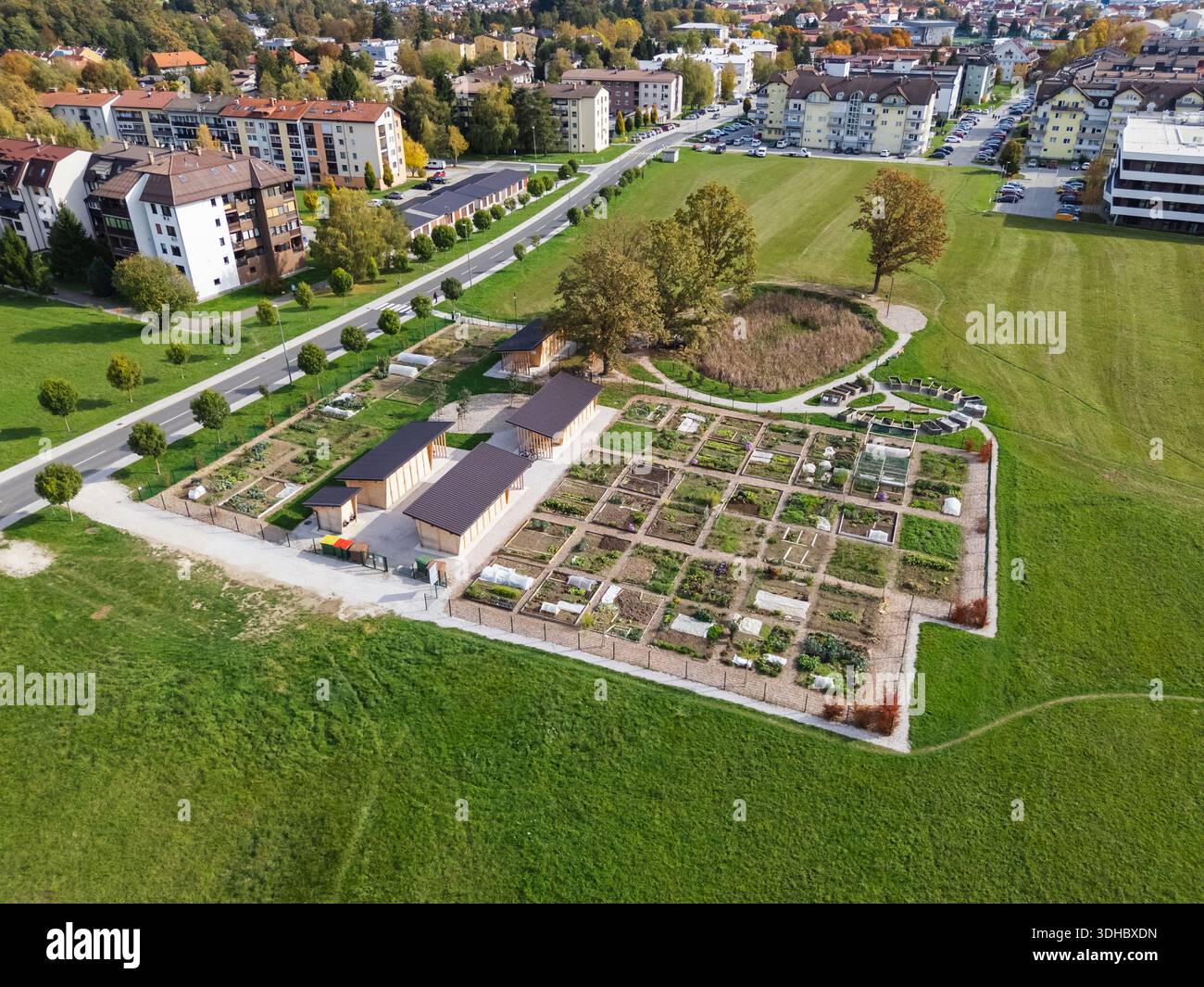 Aerial view eco friendly neighborhood hi-res stock photography and ...