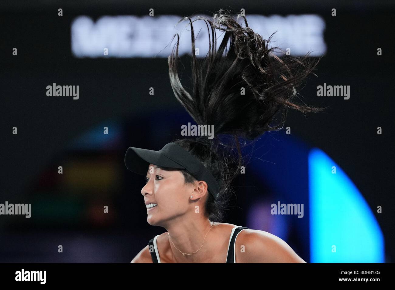 Priscilla Hon of Australia serves to Iva Jovic of the U.S. during their ...