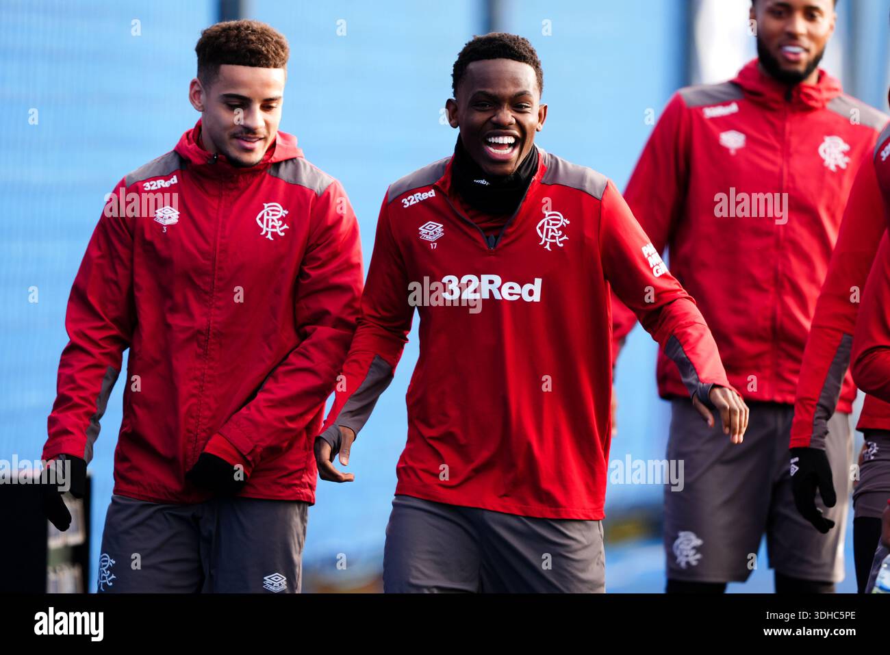 Rangers' Rabbi Matondo (right) with Max Aarons during a training ...