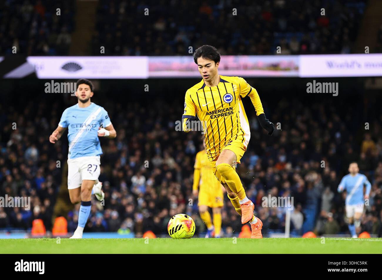 Kaoru Mitoma of Brighton during the Manchester City v Brighton & Hove ...