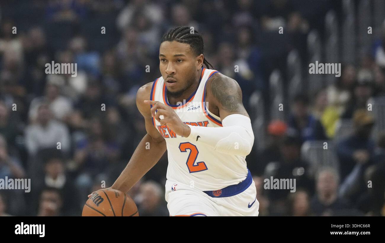 New York Knicks guard Miles McBride against the Golden State Warriors ...