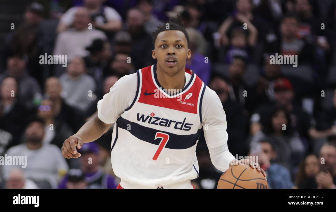 Washington Wizards guard Bub Carrington dribbles during an NBA ...