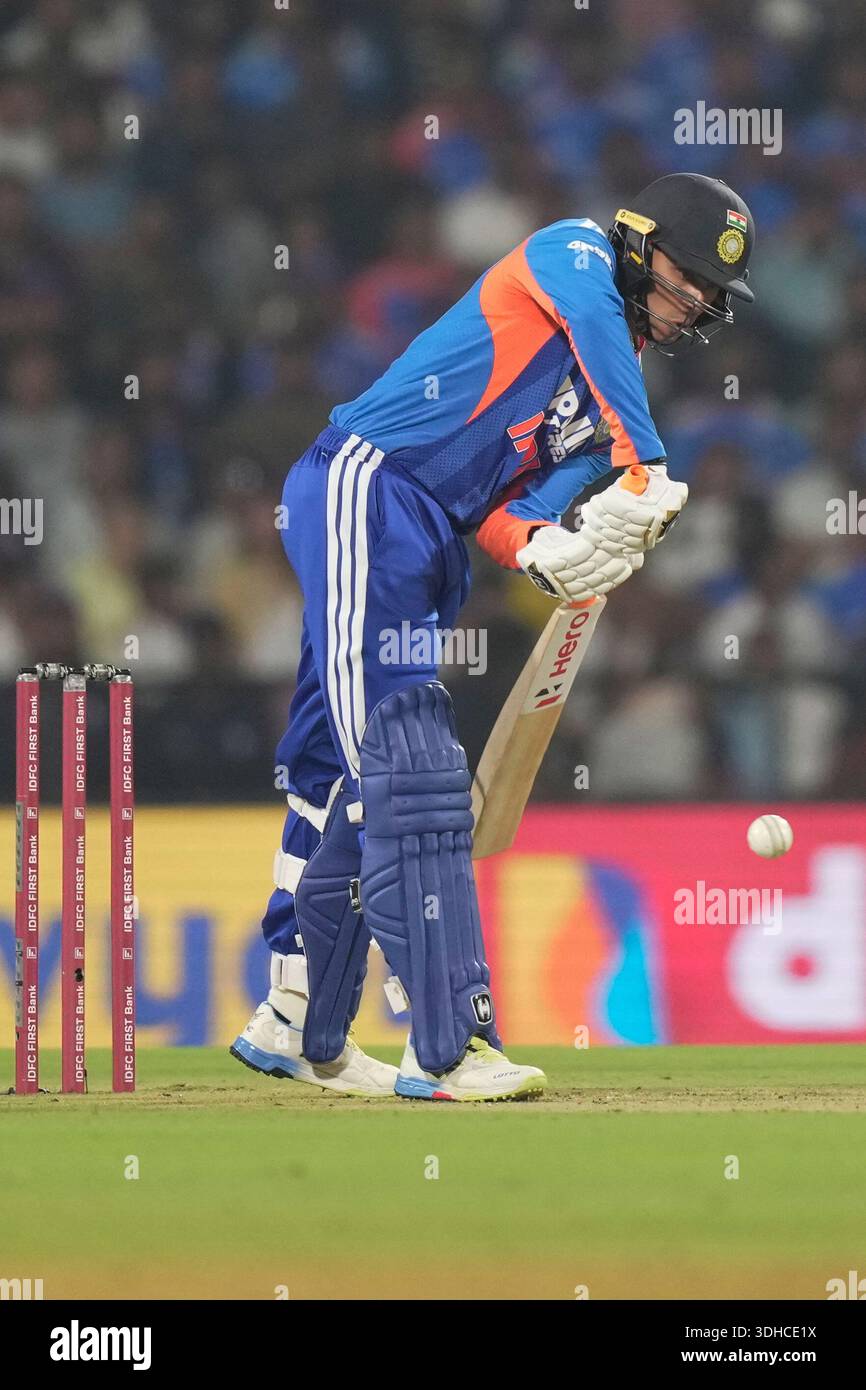 India's Abhishek Sharma bats during the first T20 cricket match between ...