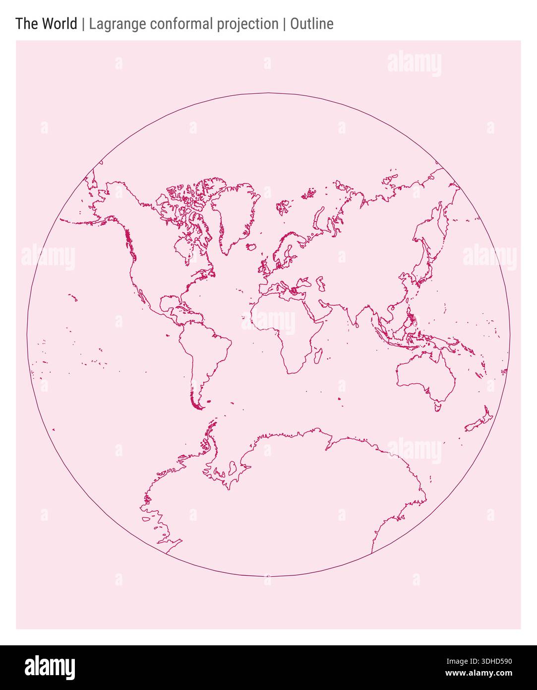 World Map. Lagrange conformal projection. Outline style. High Detail ...
