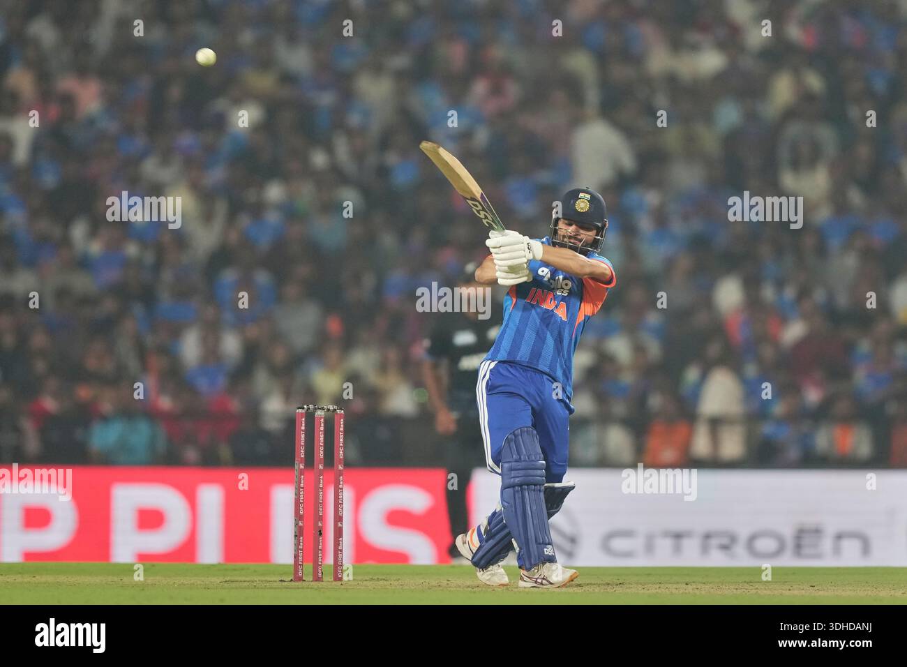 India's Rinku Singh plays a shot during the first T20 cricket match ...