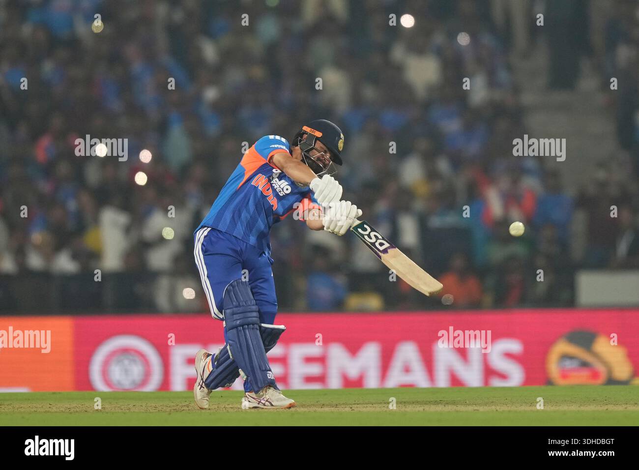 India's Rinku Singh plays a shot during the first T20 cricket match ...