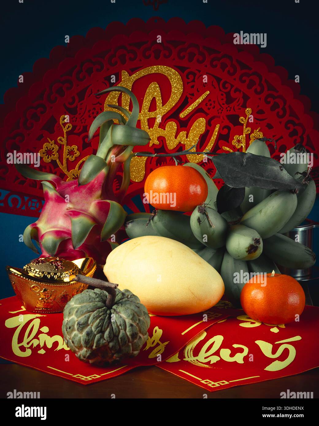 Vietnamese New Year Tet Five Fruit Tray Mam Ngu Qua Stock Photo - Alamy