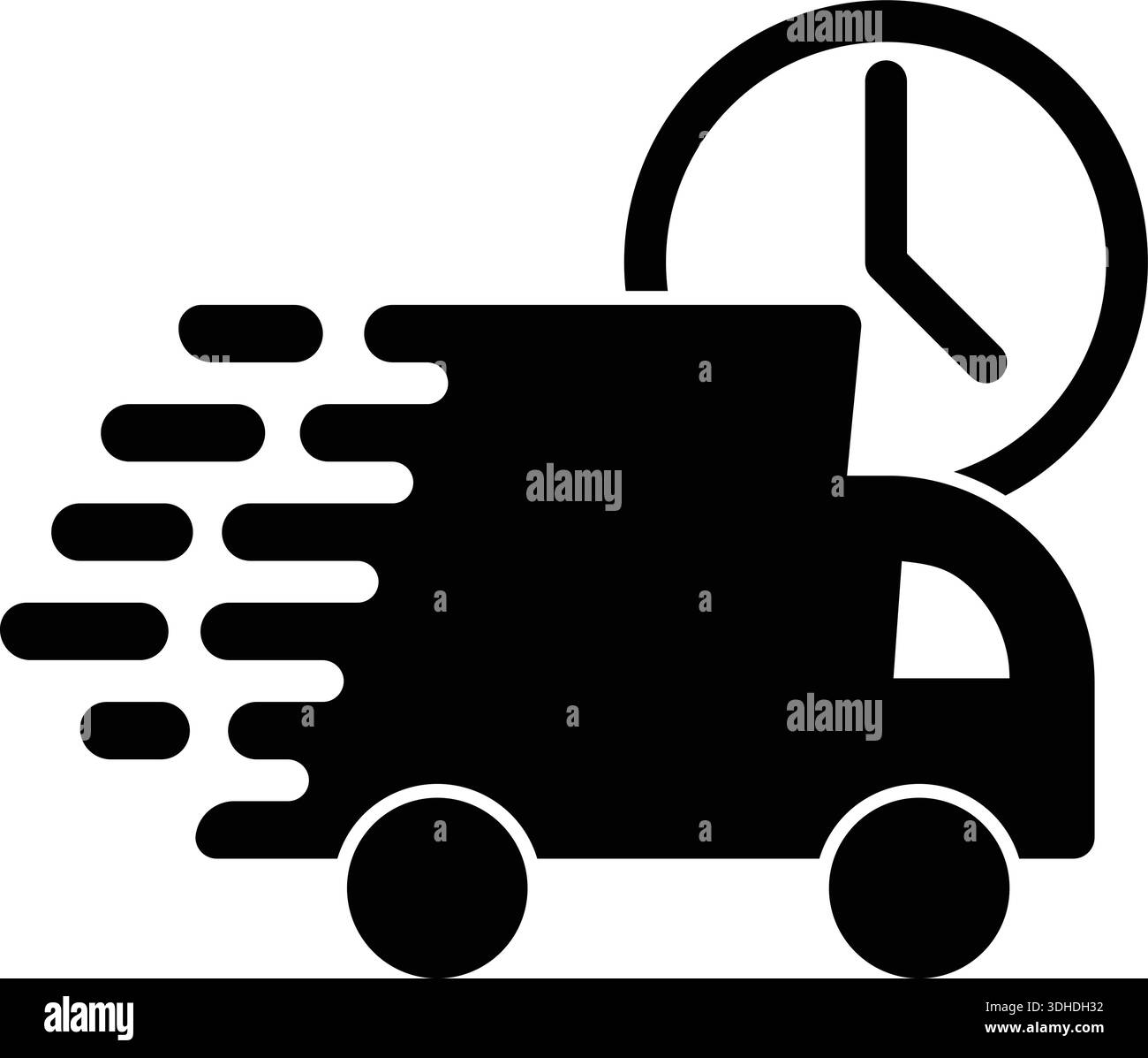 Fast Delivery Truck Icon with Clock Symbol Express Shipping and ...