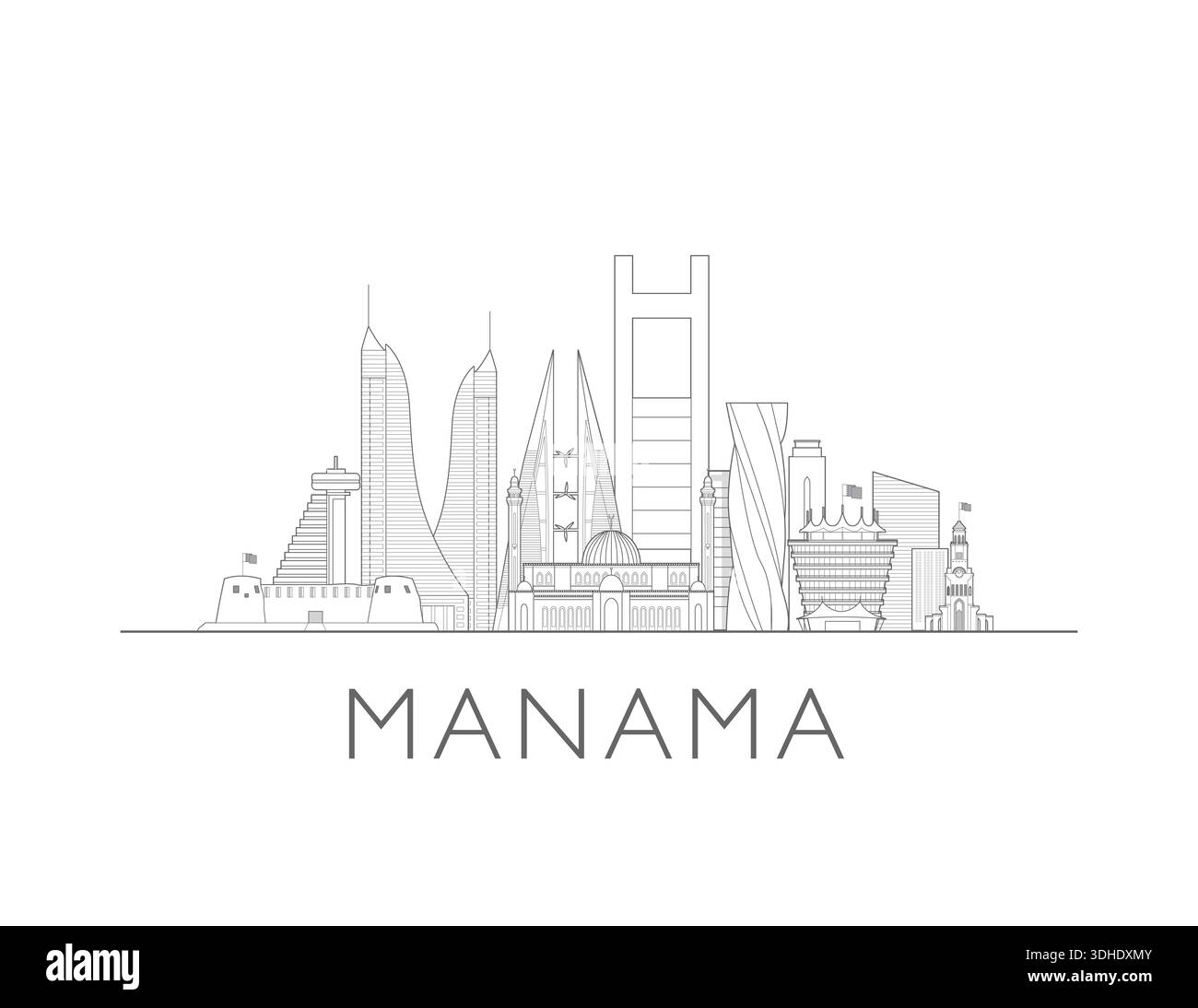 Bahrain skyline drawing hi-res stock photography and images - Alamy