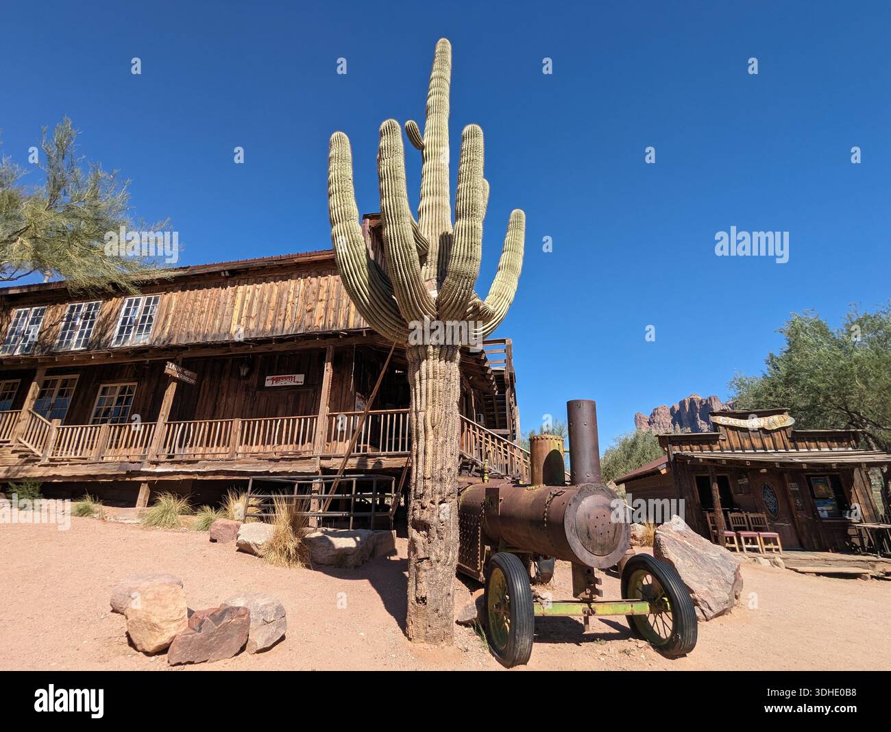 Historic buildings and Old West scenery in Goldfield Ghost Town, a ...
