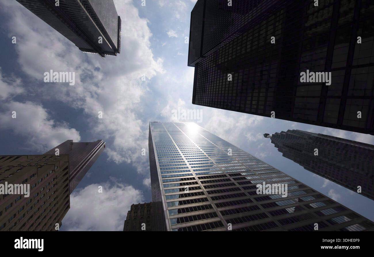 Bank towers are shown from Bay Street in Toronto's financial district ...