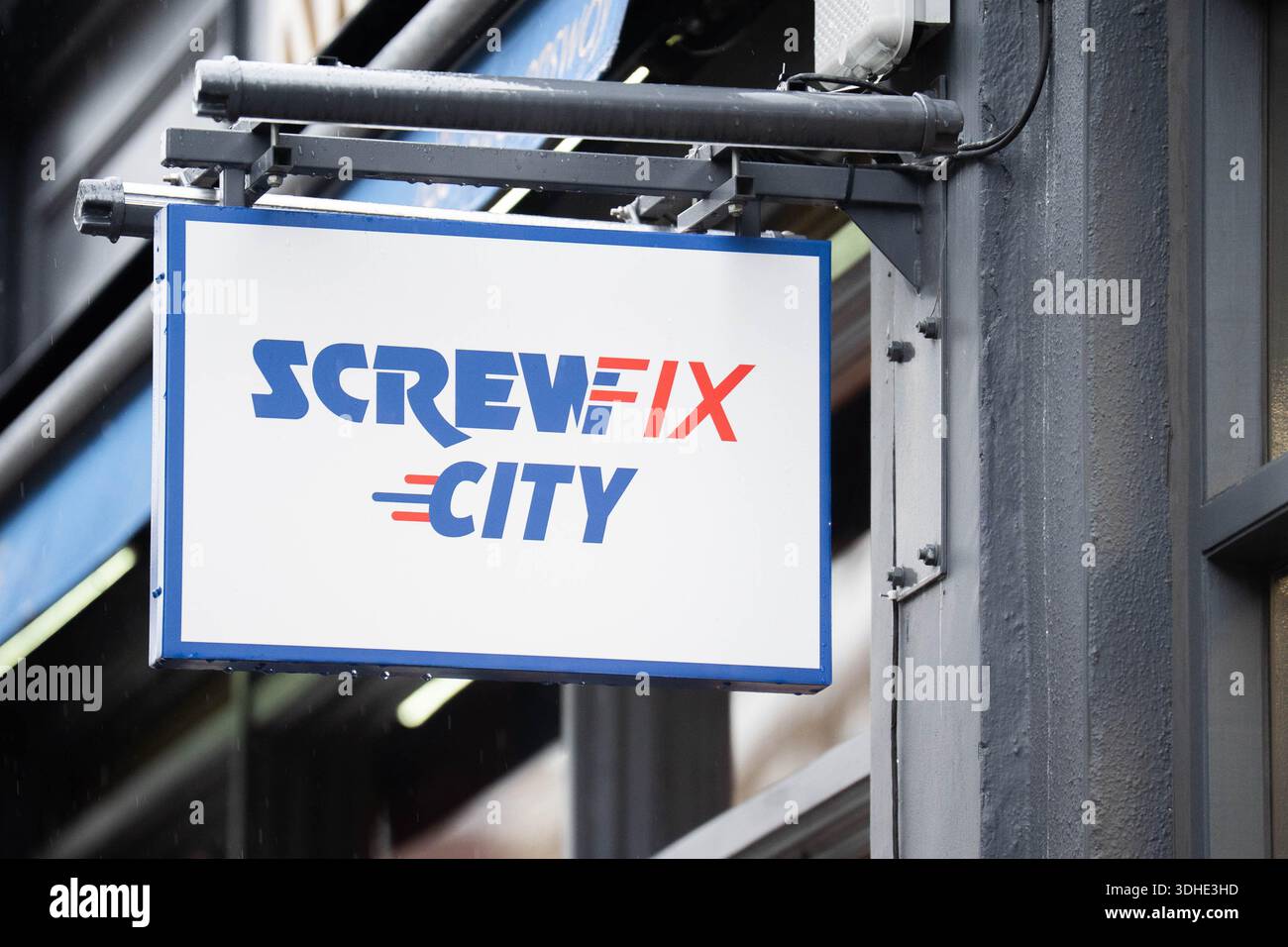 A ScrewFix logo on a storefront in Bayswater, west London. Picture date ...