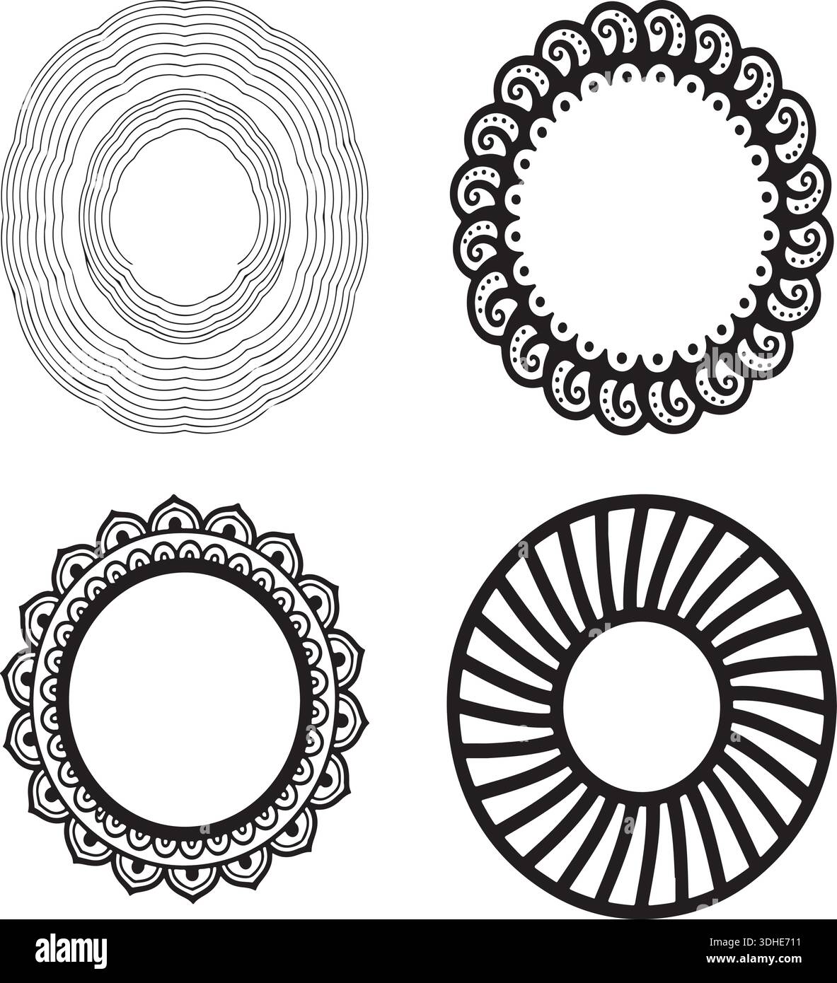 Decorative Mandala Frame Silhouette and Ornamental Circular Vector ...