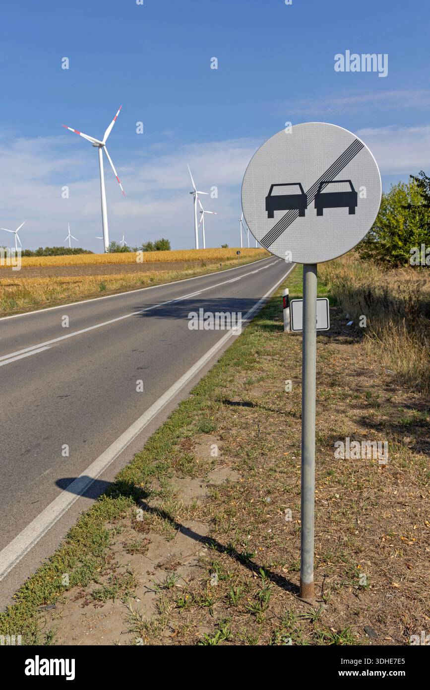 Road Sign End of Overtaking Prohibition at Straight Road Europe Stock ...