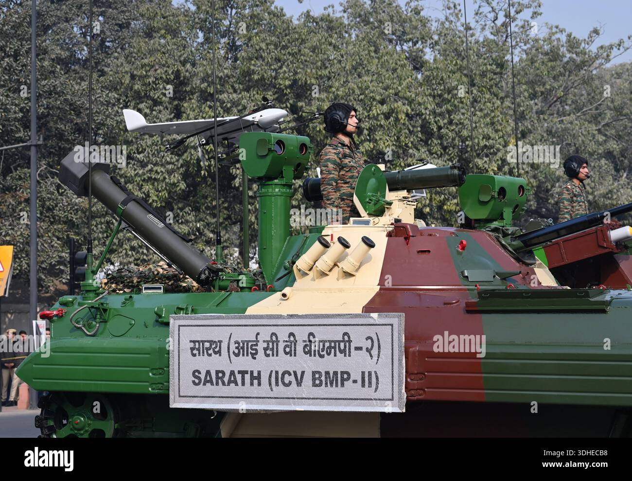NEW DELHI, INDIA - JANUARY 21: Indian Army Sarath ICV BMP-II Tanks as a ...