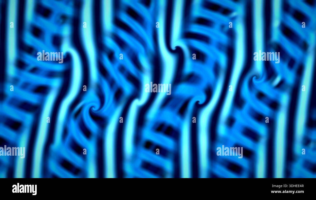 Bright blue patterns twist and swirl, creating a visual effect of ...