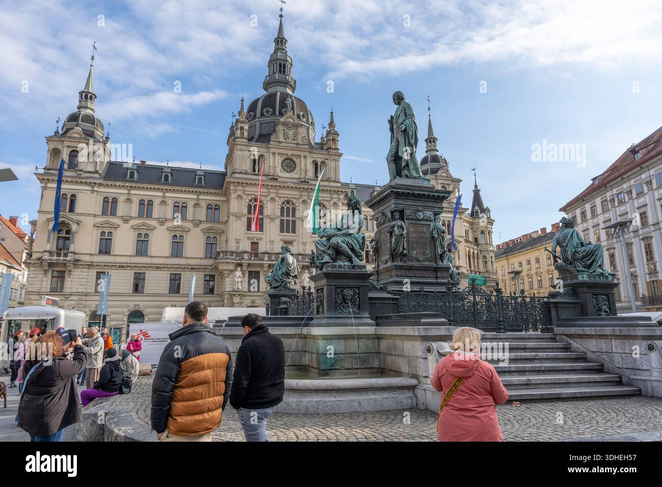 Graz, Austria - 10.19.2025: Archduke Johann Monument on Hauptplatz with ...