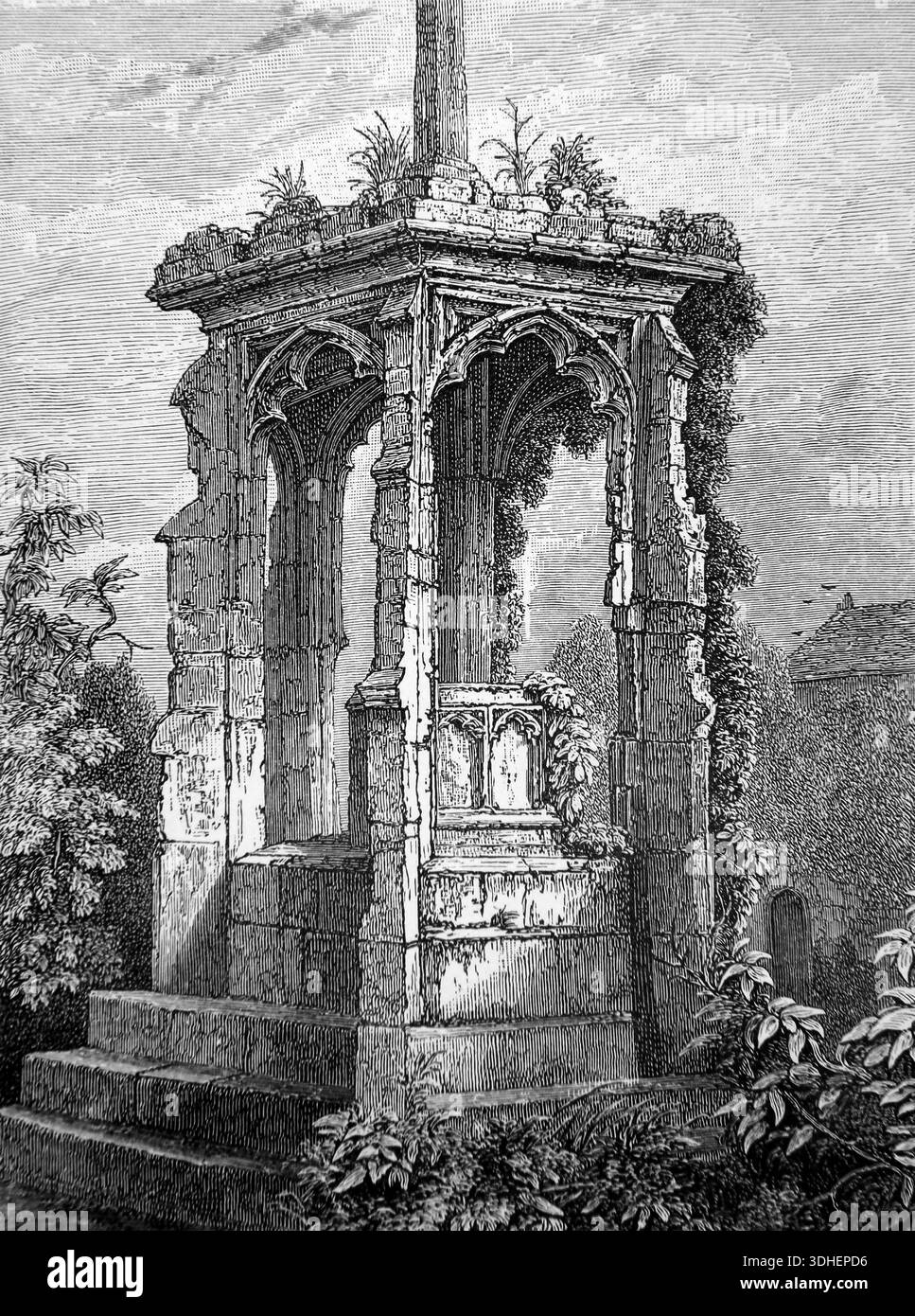 Illustration of Black Friars Cross (pulpit) in the Rose Garden in ...