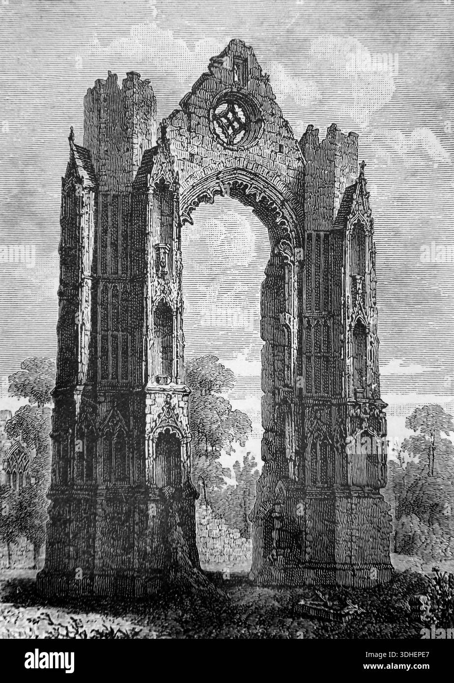 Illustration of the Ruins of the East end window Arch of Austin Priory ...
