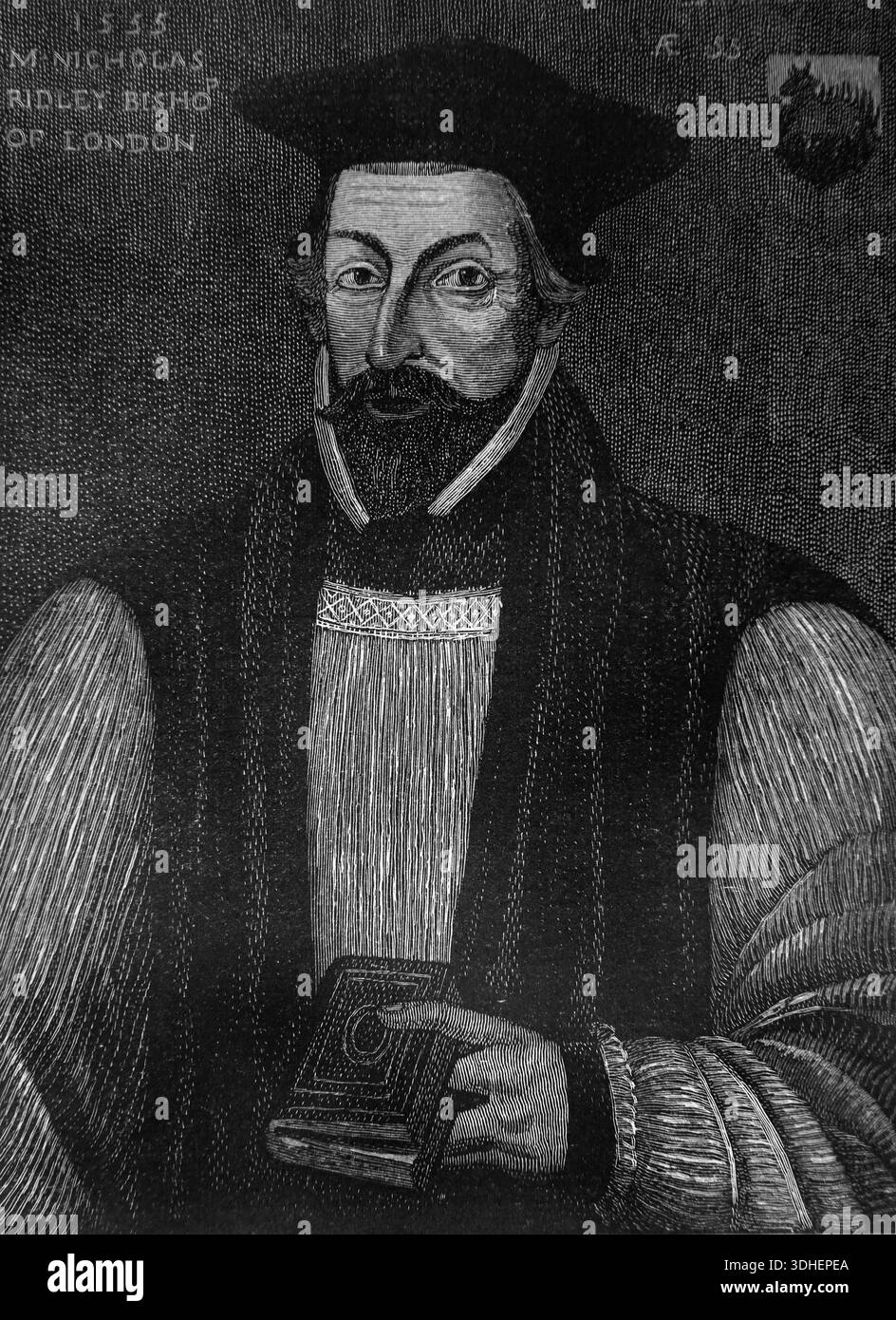 Illustration of a Portrait of Bishop Nicholas Ridley one of the Oxford ...