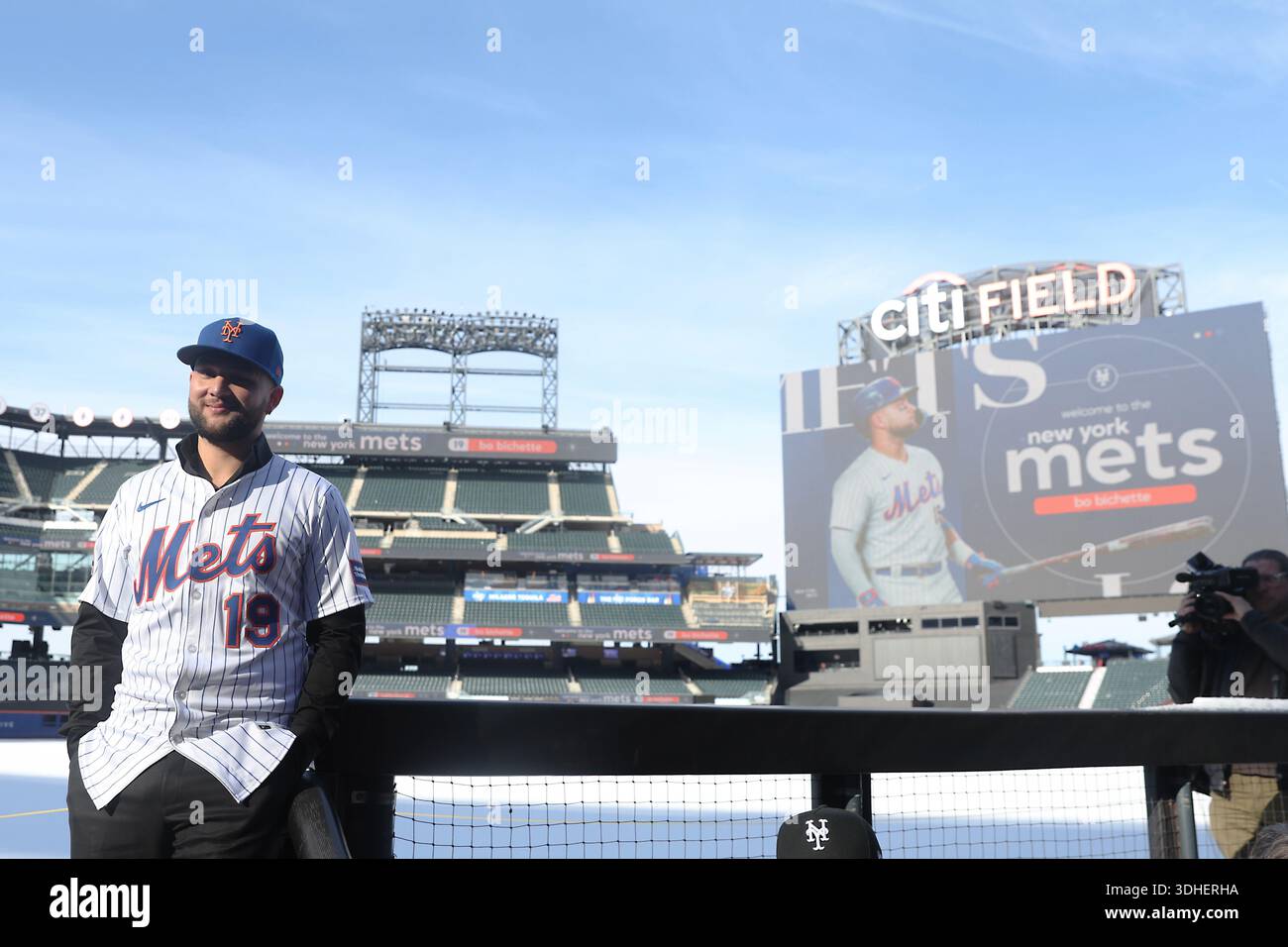 Bo Bichette poses for his photos on the field after his introductory ...