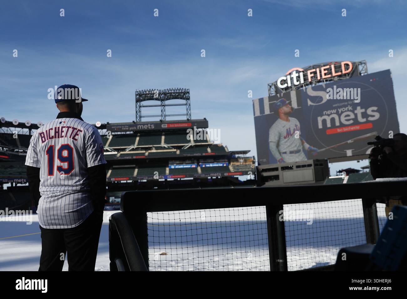 Bo Bichette poses for his photos on the field after his introductory ...