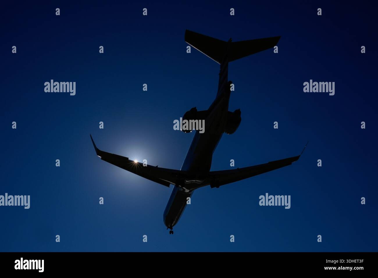 Aircraft jet making final approach before landing at Ronald Reagan ...